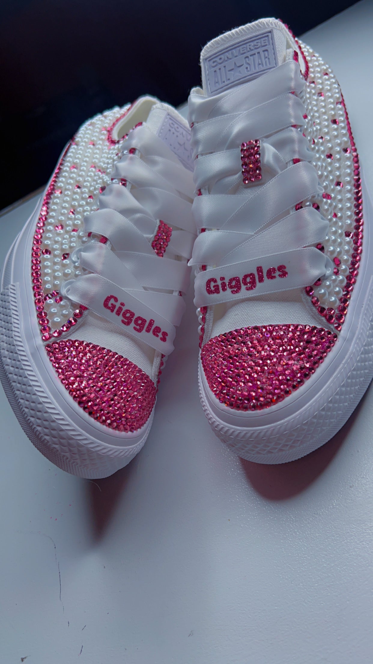 Custom Pearl & Rhinestone Sneakers - Birthday Bling Shoes ...