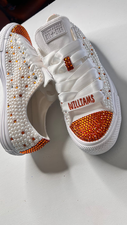 Custom Pearl & Rhinestone Sneakers - Birthday Bling Shoes ...